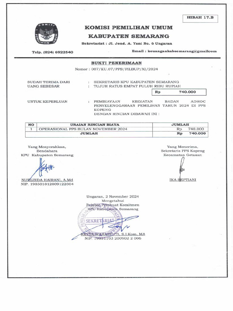 BUKTI PENERIMAAN PILBUP | PDF