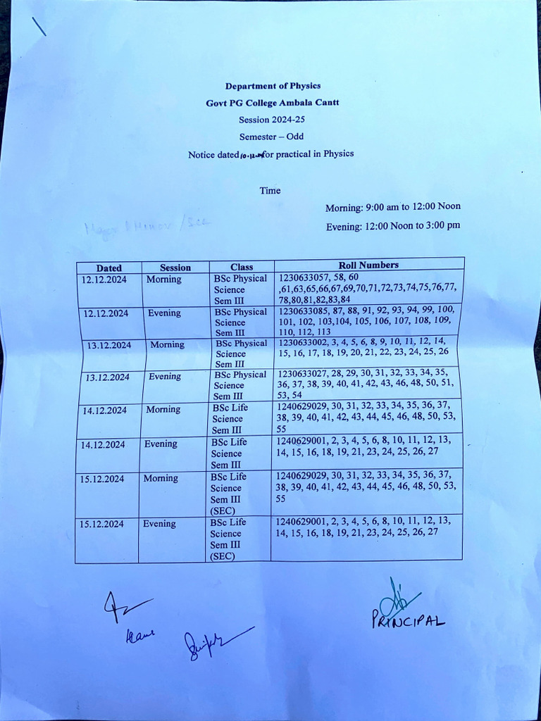Physics Practical Schedule | PDF