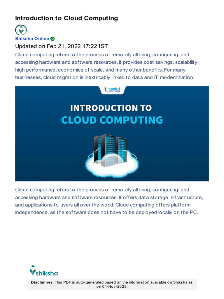 Cloud Computing Intro | PDF | Cloud Computing | Platform As A Service