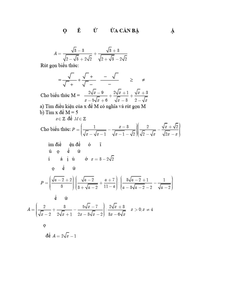 Uploads Data Downloads Toan 9 Bai Tap Rut Gon Bieu Thuc Chua Can Bac Hai Thay Tuan | PDF