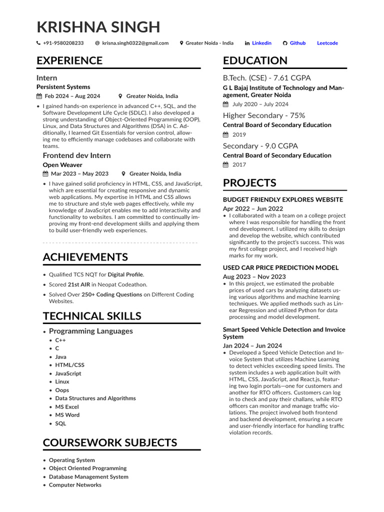 Krishna Singh Resume Up1 | PDF | Machine Learning | Java Script