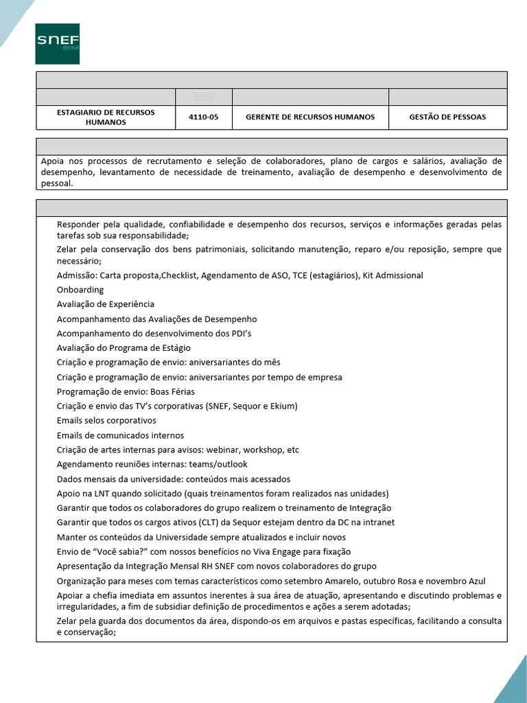 DC - Estagiario de Recursos Humanos | PDF | Gestão de recursos humanos