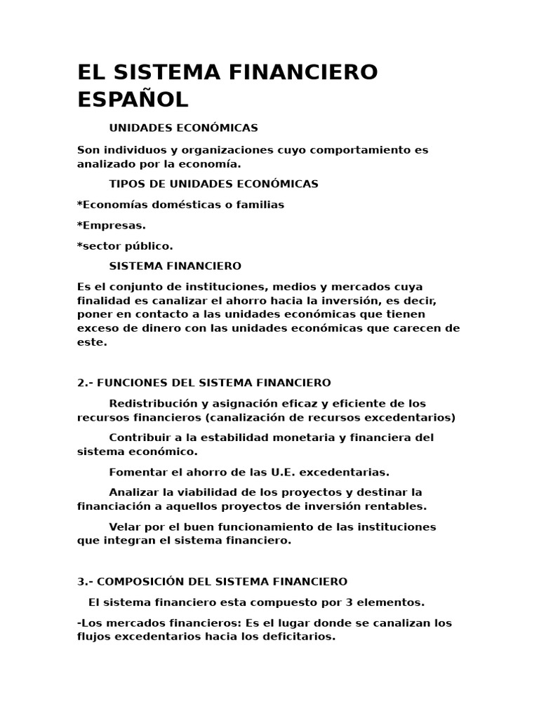 Sistema Financiero Español: Estructura y Funciones | PDF