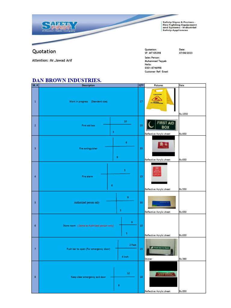 Safety Signages list (Central region) (2) (1) | PDF | Safety