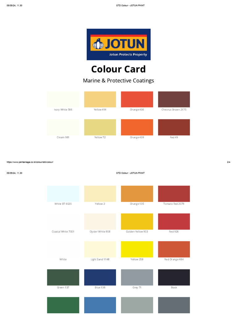 JOTUN PAINT - Marine Paints Colour Code | PDF | Paint | Color