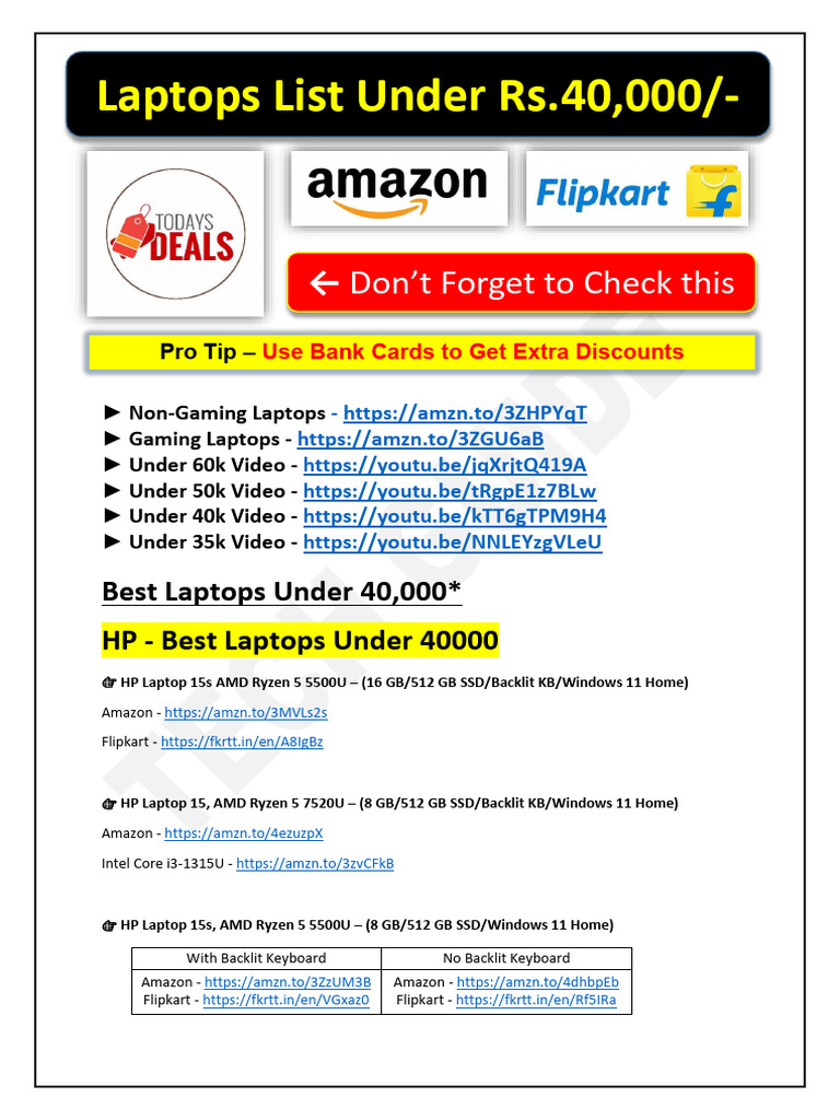 Tech-Guide-Laptop-Under-40K | PDF | Microcomputers | Computer Hardware