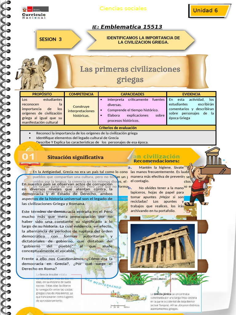 Ficha de Actividad 3 - Uni 6 | PDF | Antigua Grecia | Grecia