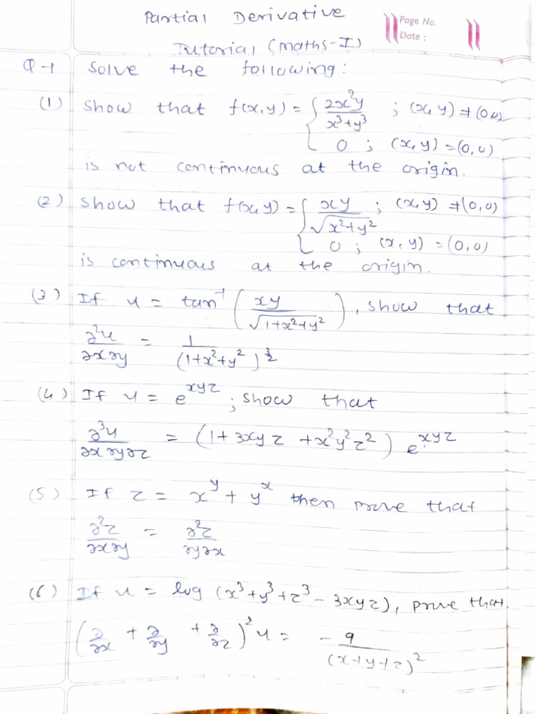 partial derivative tut 1_FDC | PDF