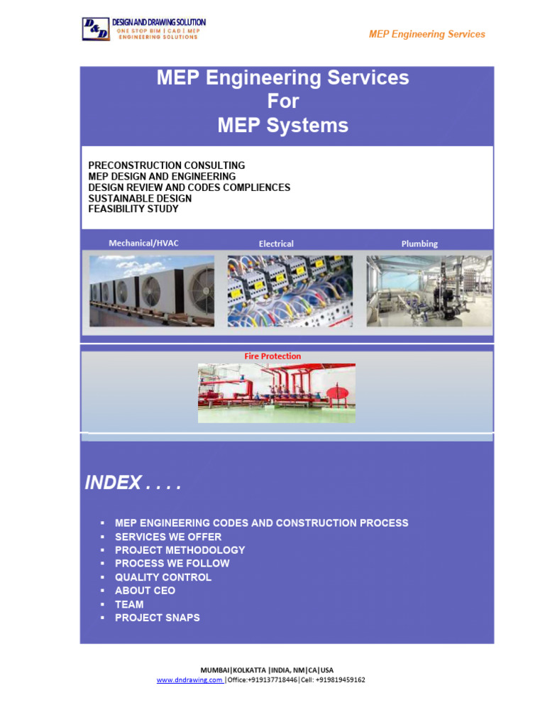 D&D - Brochure For MEP Engineering Services | PDF | Plumbing | Water