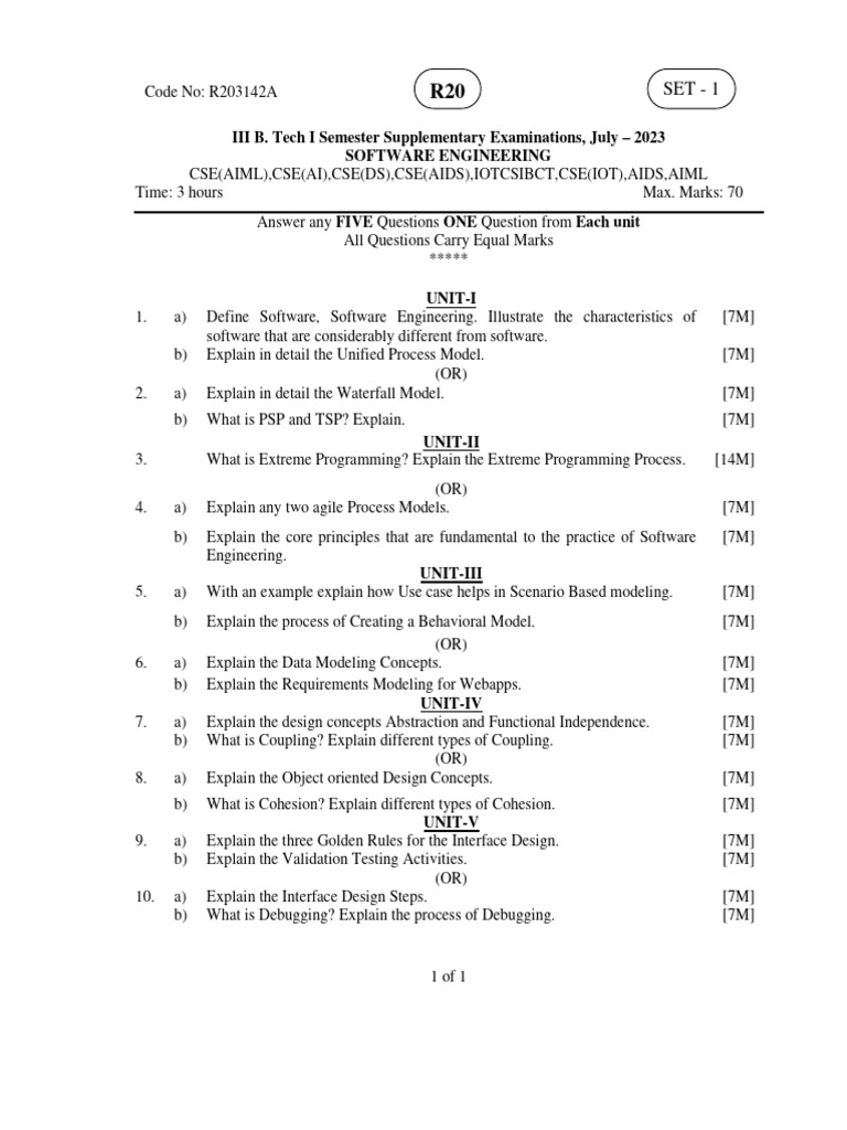 Software Engineering Exam Questions 2023 | PDF | Software | Computer Programming