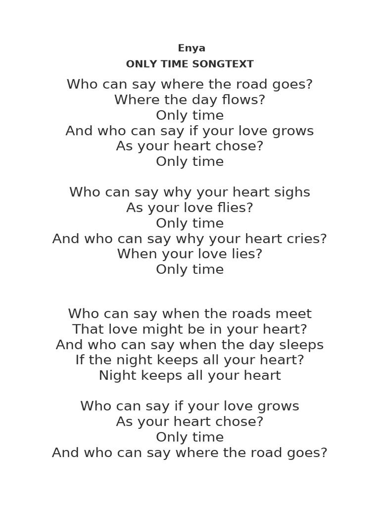 Enya Onlytime Lyrics | PDF