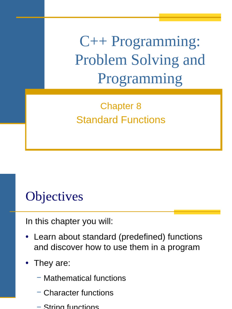 Chap08 - Standard Functions | PDF | Function (Mathematics) | Computer Programming