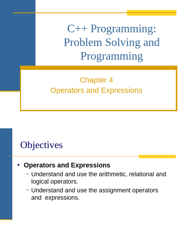 Chap04 - Operators Expressions | PDF | Mathematics | Computer Programming
