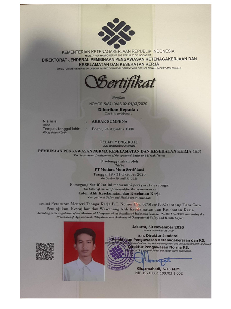 Sertifikat AK3U_Akbar Sumpena | PDF