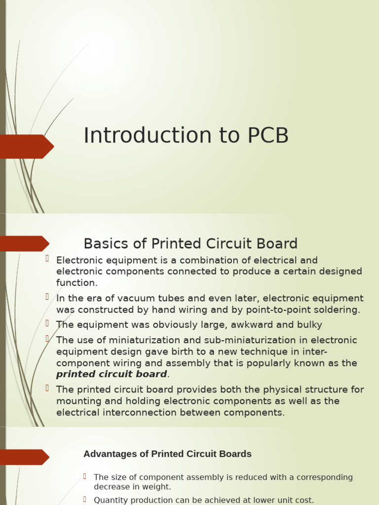 Introduction to PCB | PDF | Printed Circuit Board | Electronic Circuits