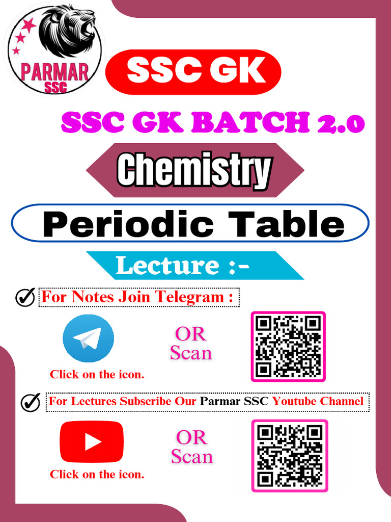 SSC GK Chemistry: Periodic Table Lecture | PDF
