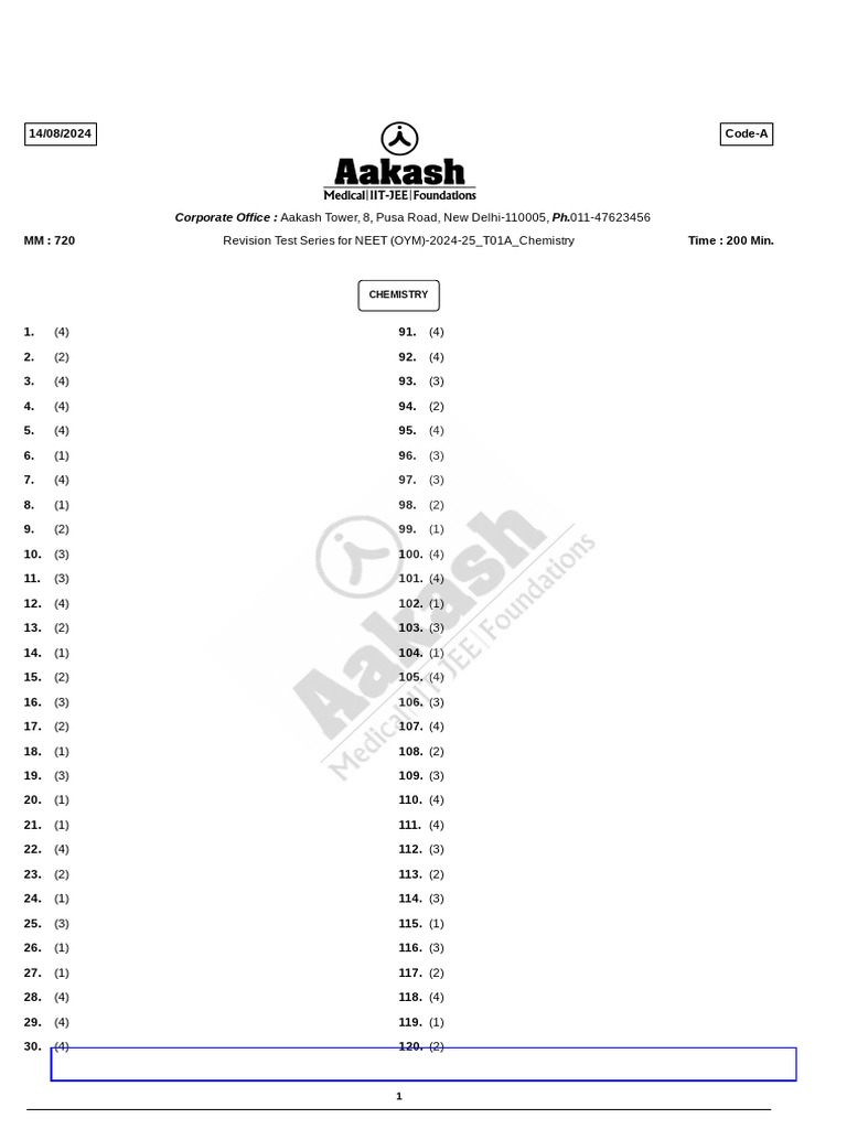 Rts 1 Chemistry Code a Viju Oym Ans @Cet_jee_neet | PDF | Molecular Orbital | Atomic Orbital