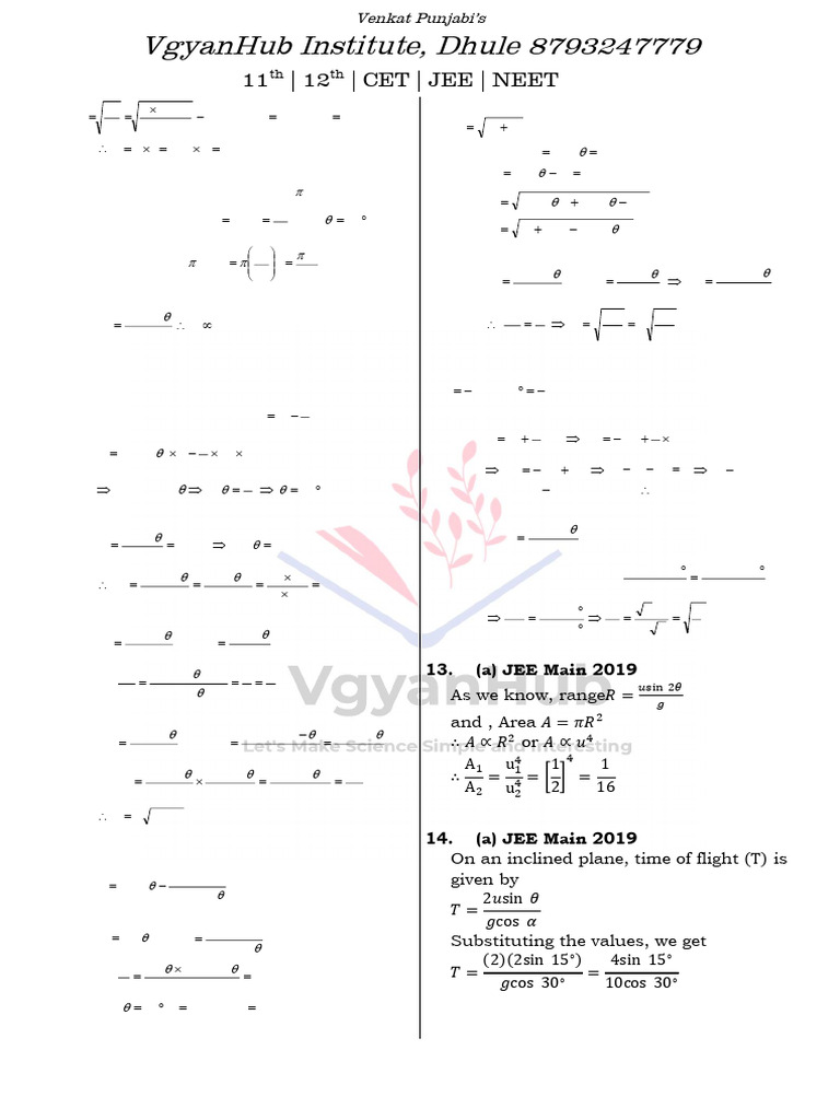 Projectile Sol | PDF | Trajectory | Dynamics (Mechanics)