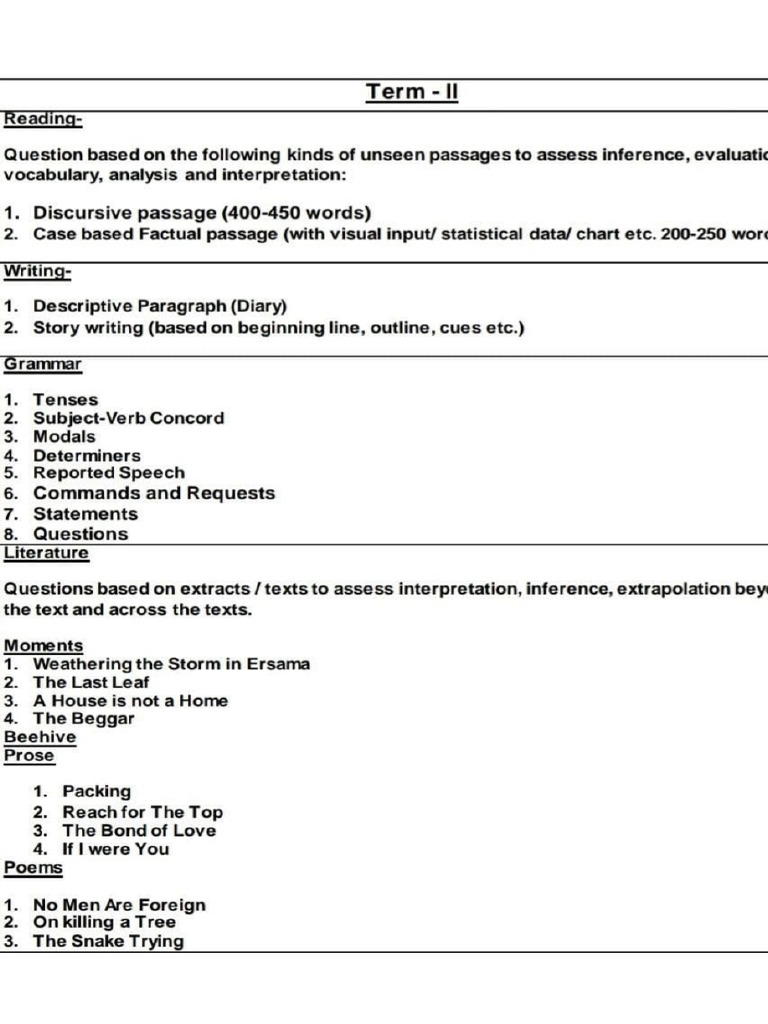 Class - 9 Final Term Syllabus | PDF