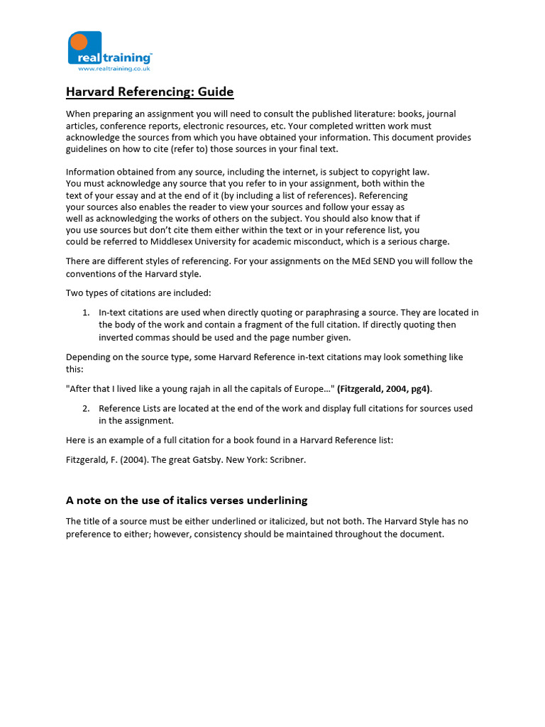 Harvard Referencing Guide | PDF | Citation