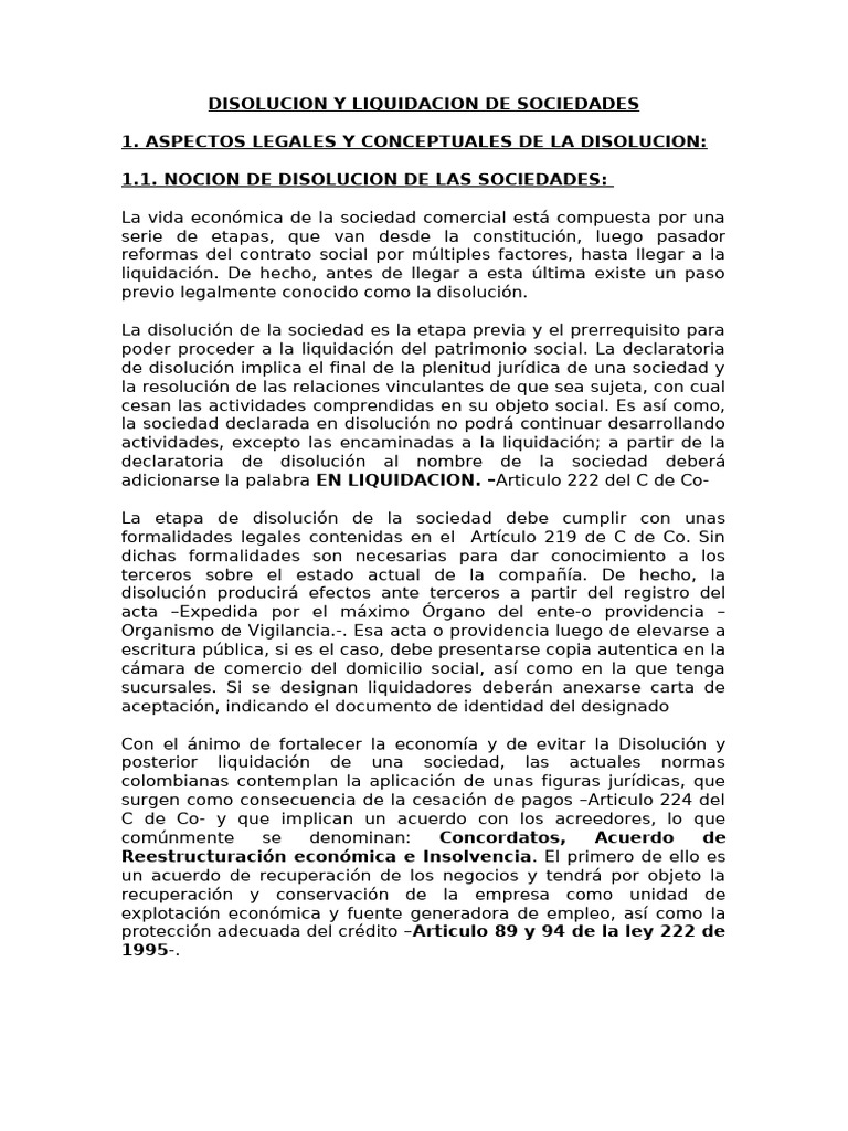 Teoria de Disolucion y Liquidacion de Sociedades | PDF | Sociedad de responsabilidad limitada ...