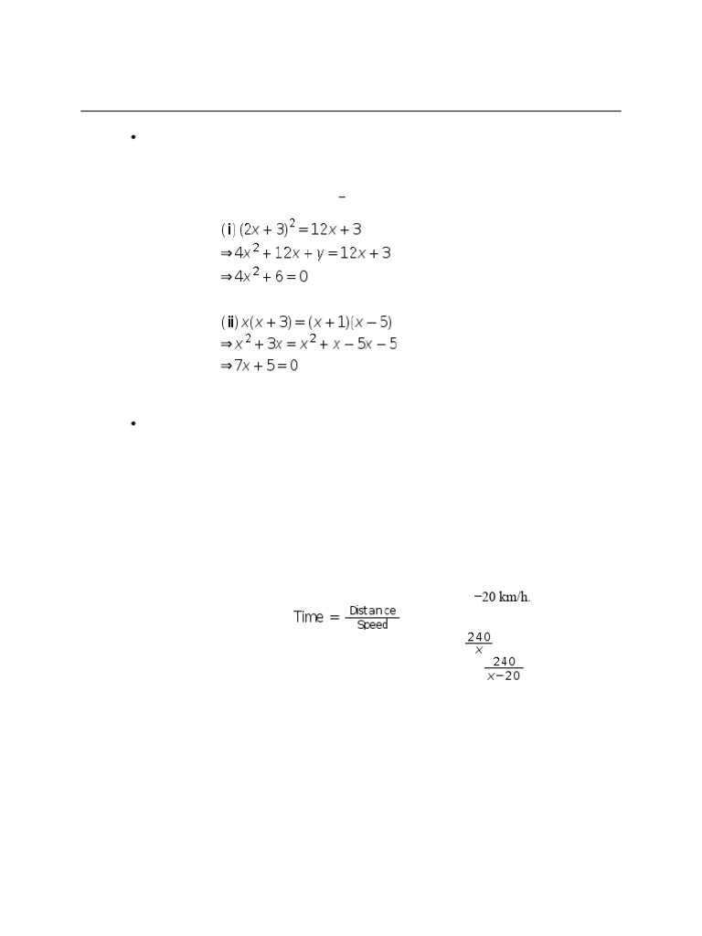 Class 10 Mathematics Revision Notes Chapter 4 Quadratic Equations | PDF ...