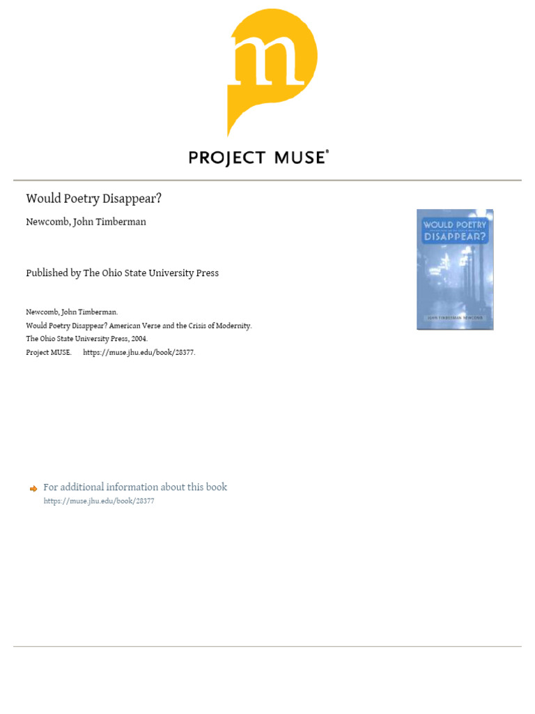 Project Muse 28377-Full | PDF | Poetry | American Poetry