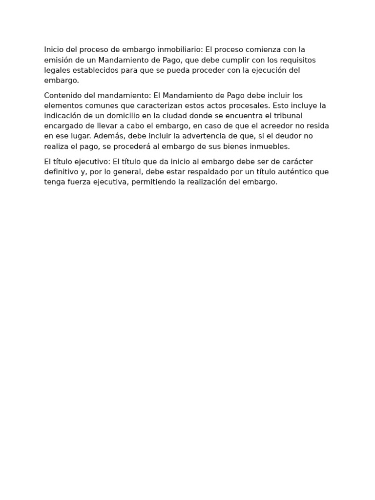 Proceso de Embargo Inmobiliario | PDF