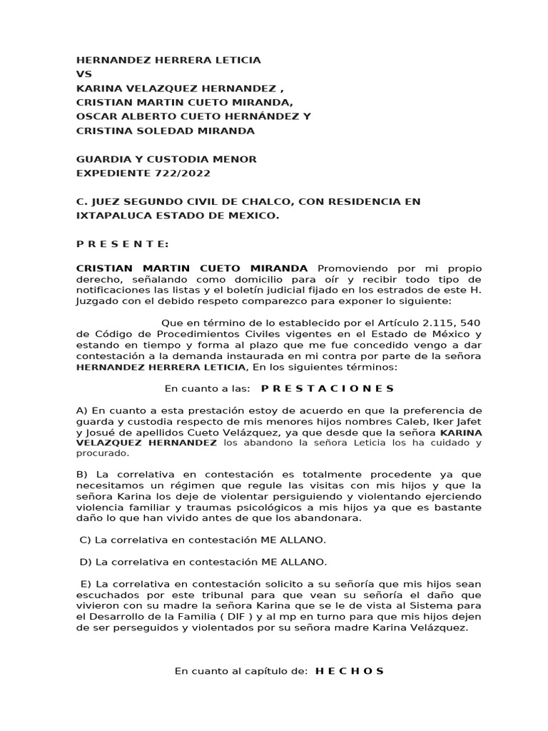 Contestacion Demanda | PDF | Justicia | Crimen y violencia