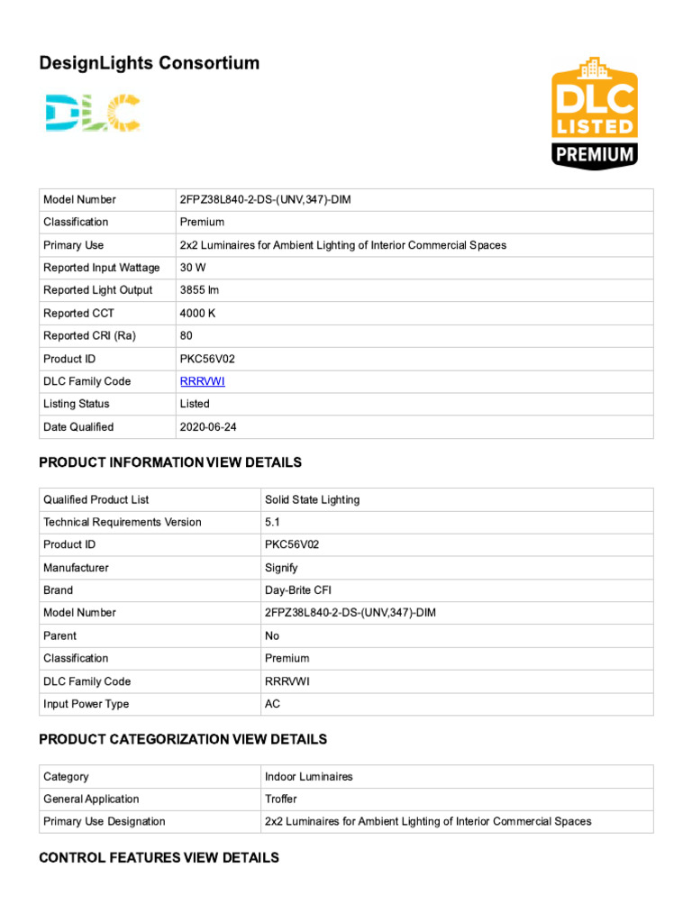 DLC Qualified Product List - Solid State Lighting | PDF