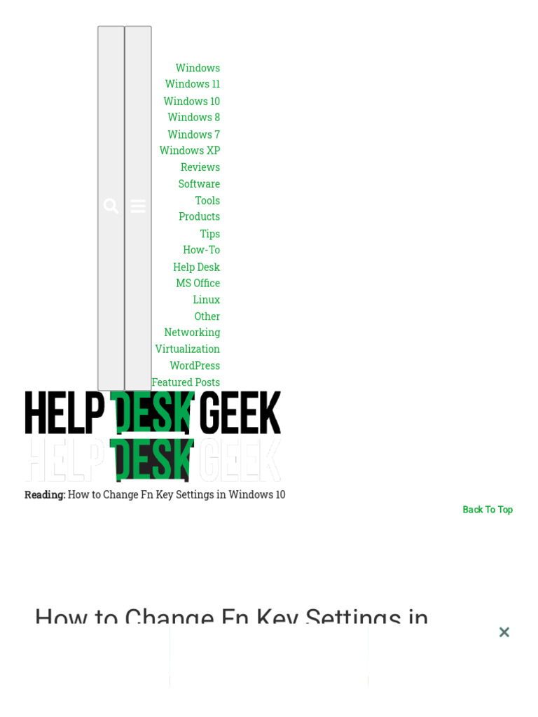 How to Change Fn Key Settings in Windows 10 | PDF | Bios | Computer ...
