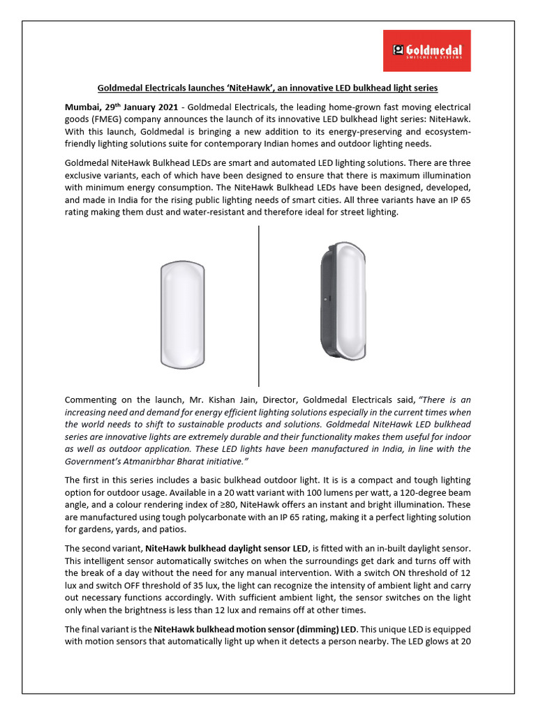 The Launch of Nitehawk LED Bulkhead | PDF | Lighting | Light Emitting Diode