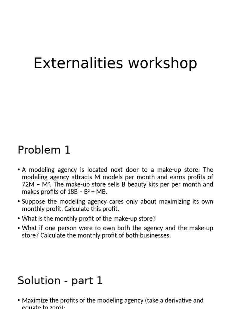 Externalities Workshop | PDF