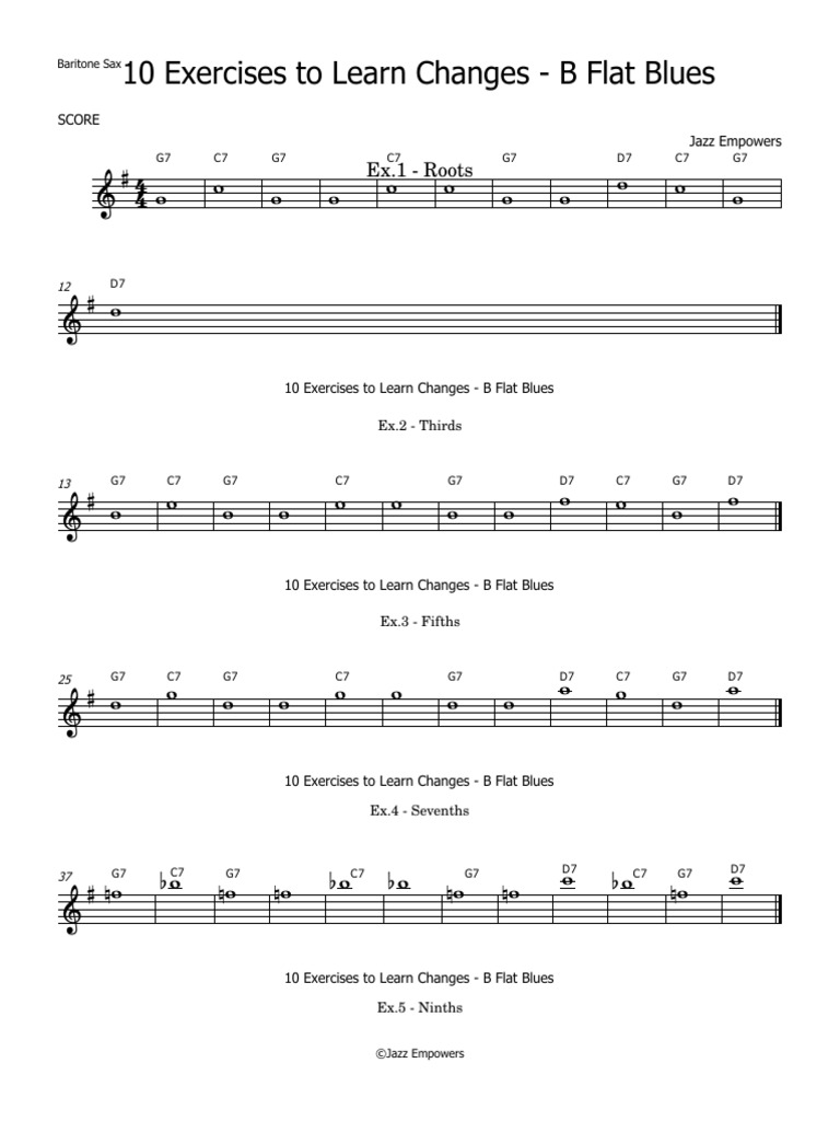 10 Ex. To Learn Changes - BB Blues-Baritone - Sax | PDF | Elements Of ...