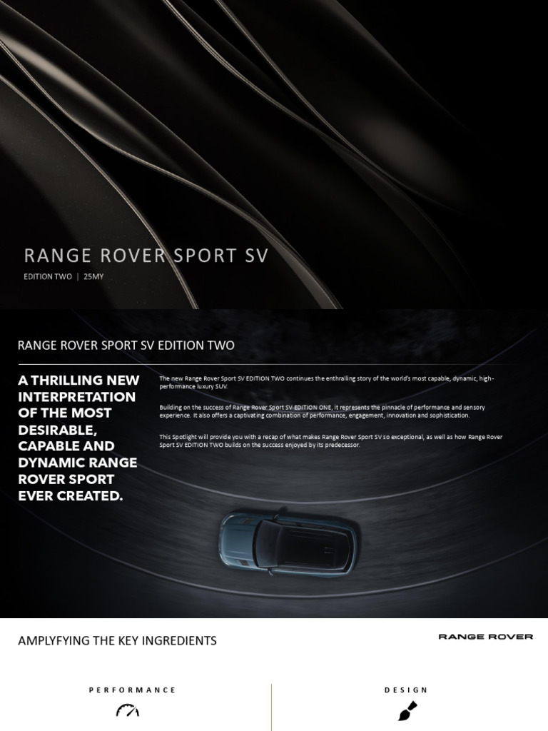 Range Rover Sport SV Edition Two 25my - Product Brief - Client | PDF ...