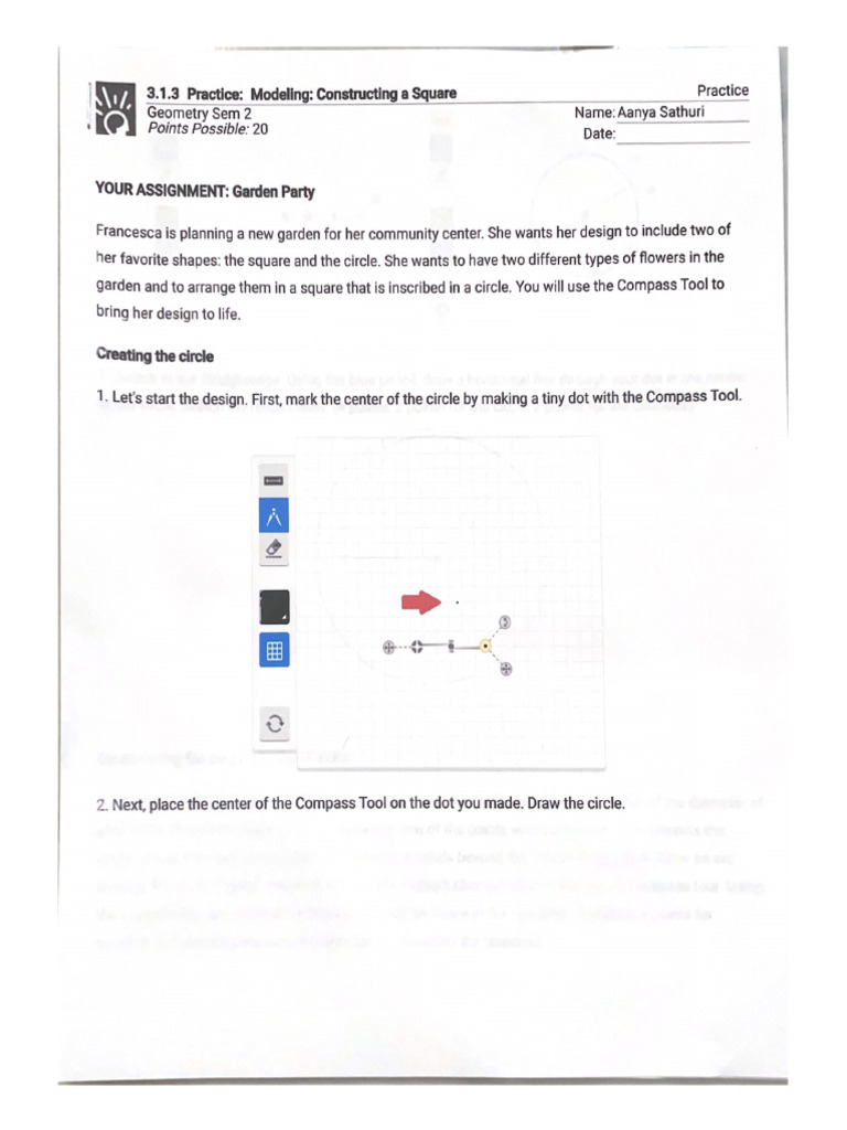 3.1.3 Practice Modeling Constructing A Square | PDF