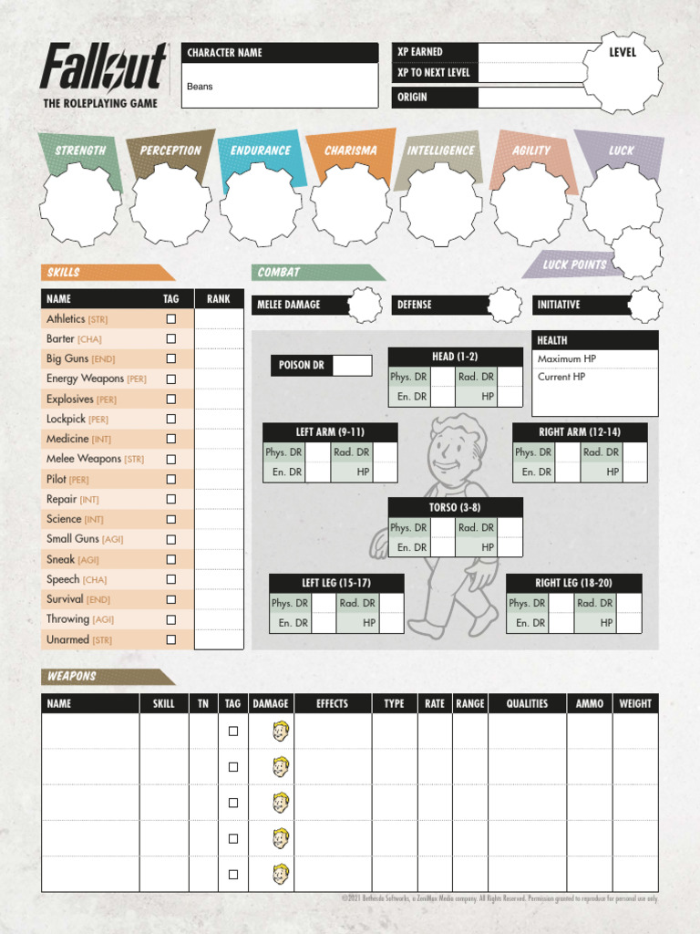 Strength Charisma Perception Intelligence Endurance Agility Luck | PDF ...
