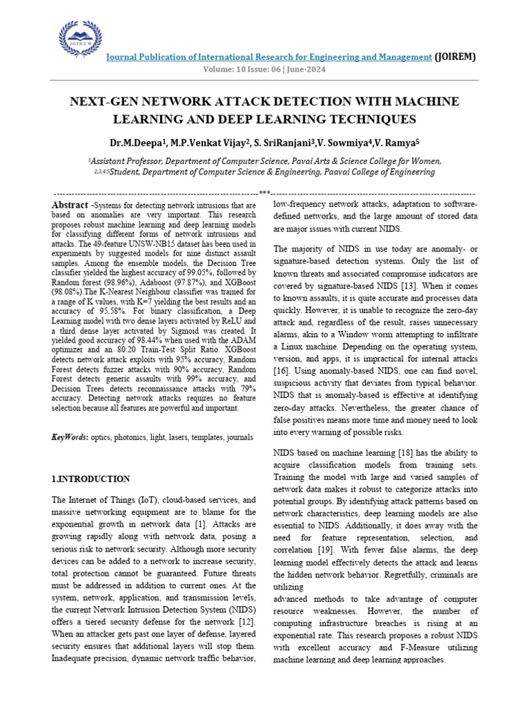 Network Attack Detection Using ML & DL | PDF | Receiver Operating Characteristic | Machine Learning