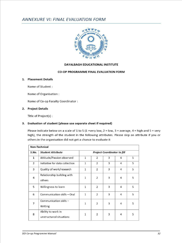 Final Evaluation Form | PDF