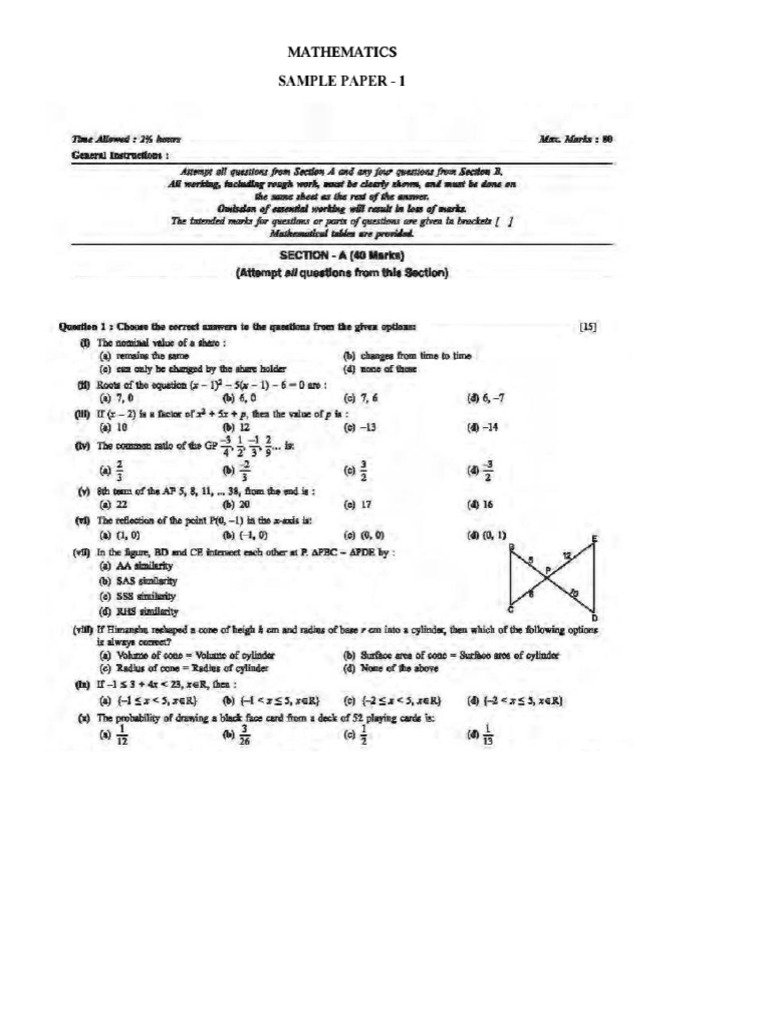 SP 01 2024 Maths | PDF