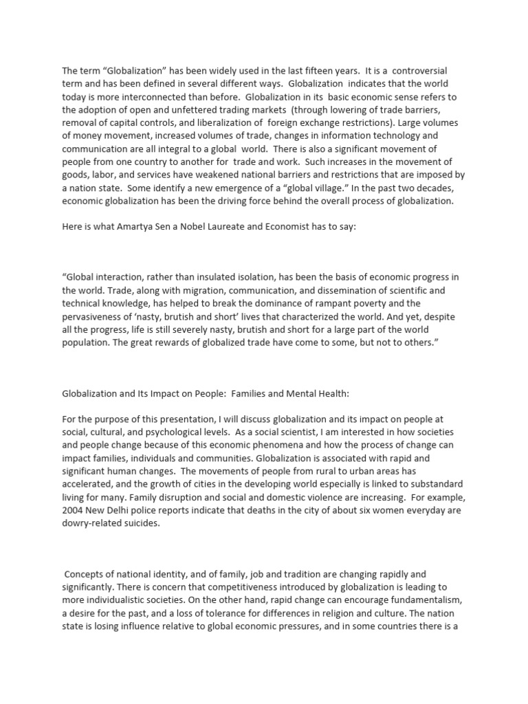 globalization notes | PDF | Globalization | Poverty