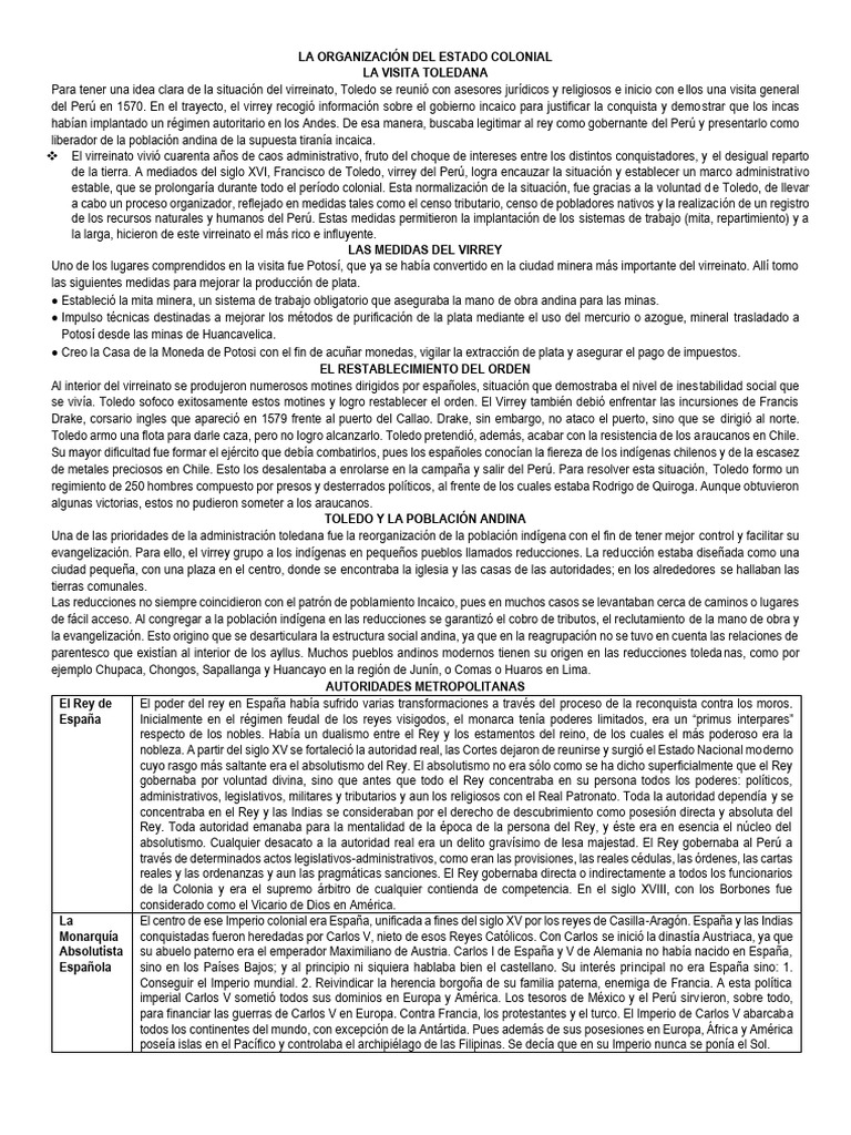 La Organización Del Estado Colonial | PDF | Imperio español | Nueva españa