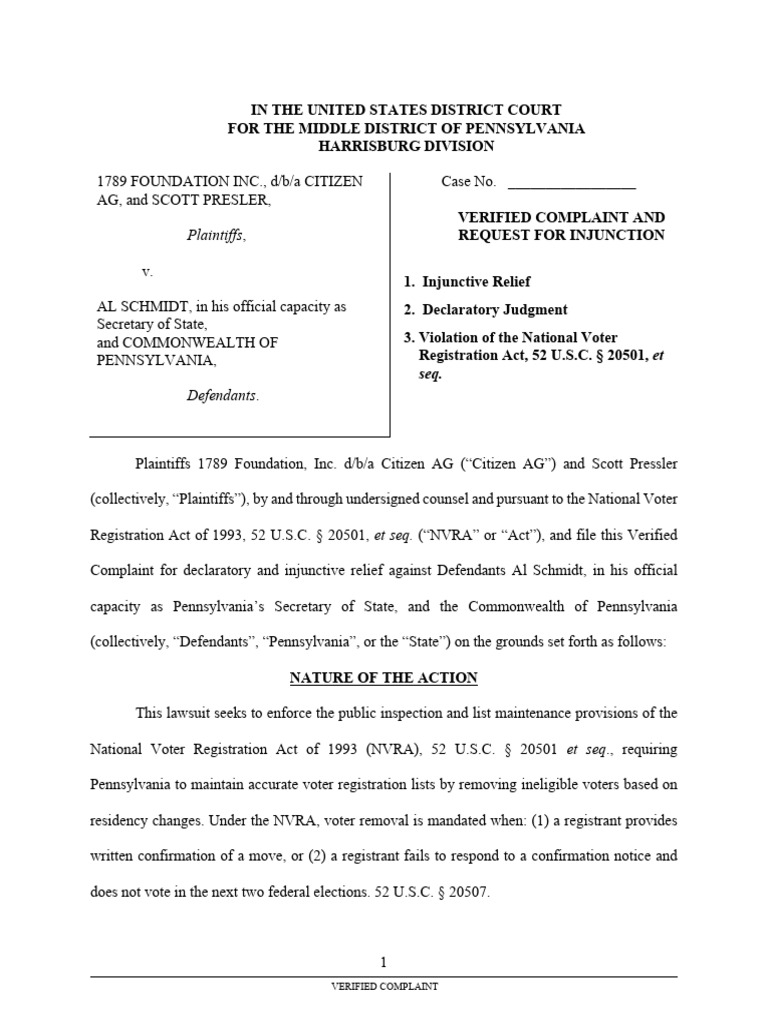 1.Complaint | PDF | Injunction | Complaint