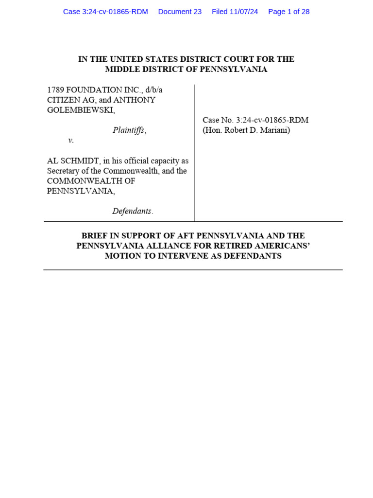 Brief ISO Motion To Intervene | PDF | Intervention (Law) | Lawsuit