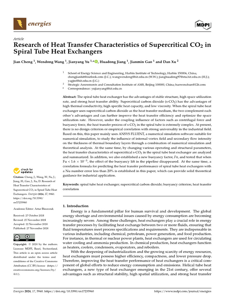 Research of Heat Transfer Characteristics of Super | PDF | Heat ...