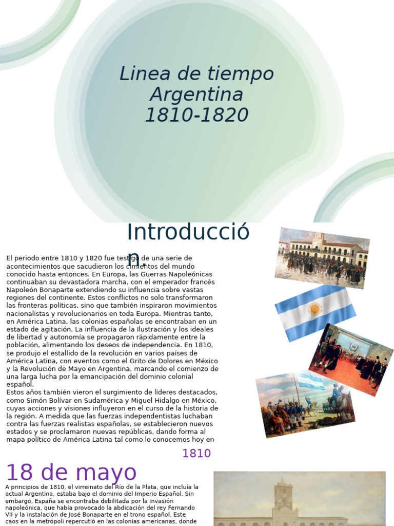 Linea de Tiempo Desde 1810 Hasta 1820 | PDF