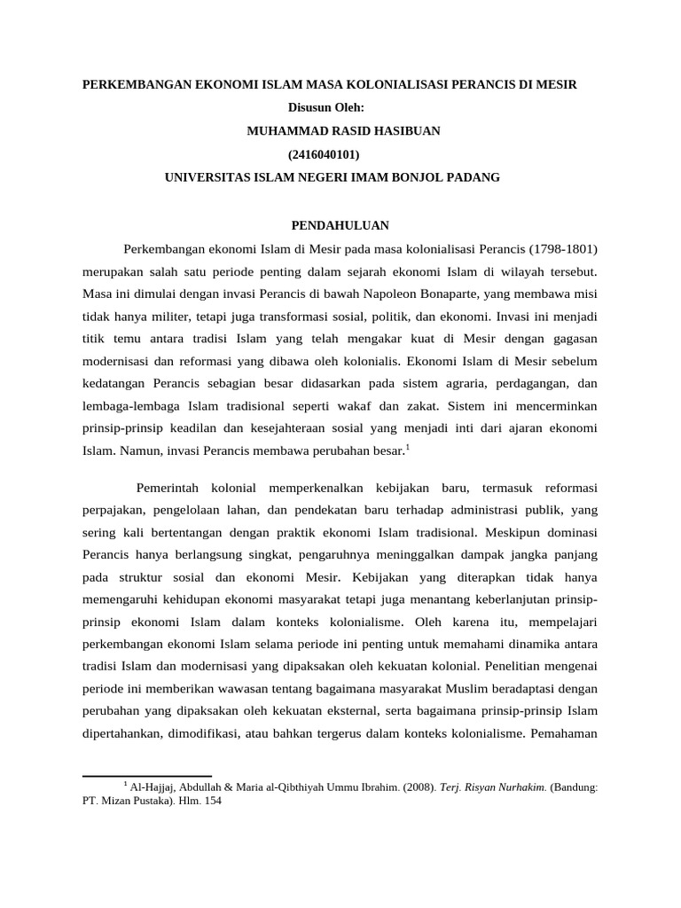 1AK-C - 1 - Perkembangan Ekonomi Islam Masa Kolonialisasi Perancis Di ...
