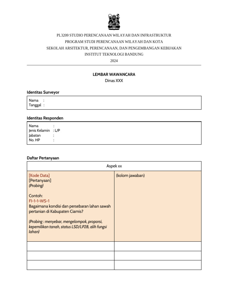 Template Lembar Perangkat Wawancara | PDF