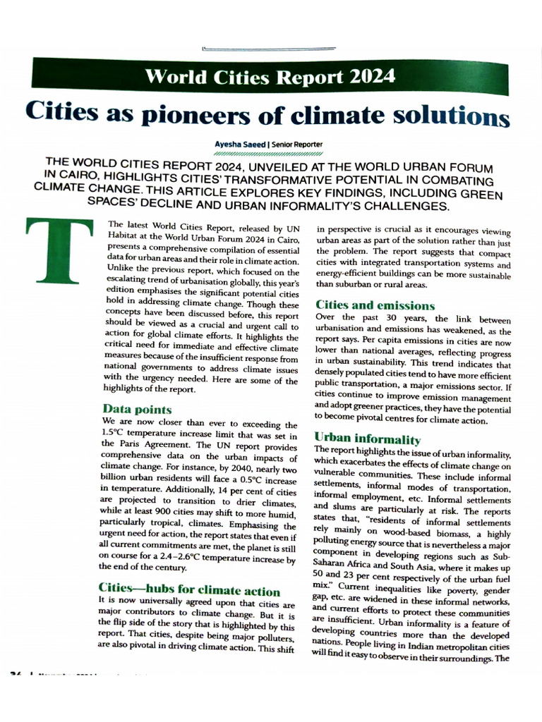 World Cities Report 2024 | PDF