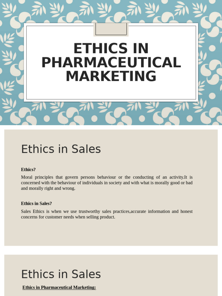 Ethics in Sales- Ppt | PDF